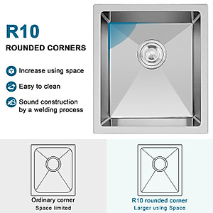 Herogo 15×17 Inch Undermount Kitchen Sink with Faucet Combo, Stainless Steel Utility Rv Bar Sink, Small Outdoor Farmhouse Sink, Laundry Room Deep Single Bowl Sink with Brushed Nickel Kitchen Faucet