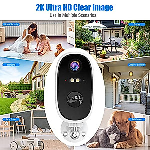 Spazvolv Outdoor Security Camera,2K Wireless Cameras for Home Security, Spotlight Siren Alarm Rechargeable Battery Cam, Color Night Vision, PIR Motion Detection, 2 Way Talk, IP65 Waterproof,SD/Cloud