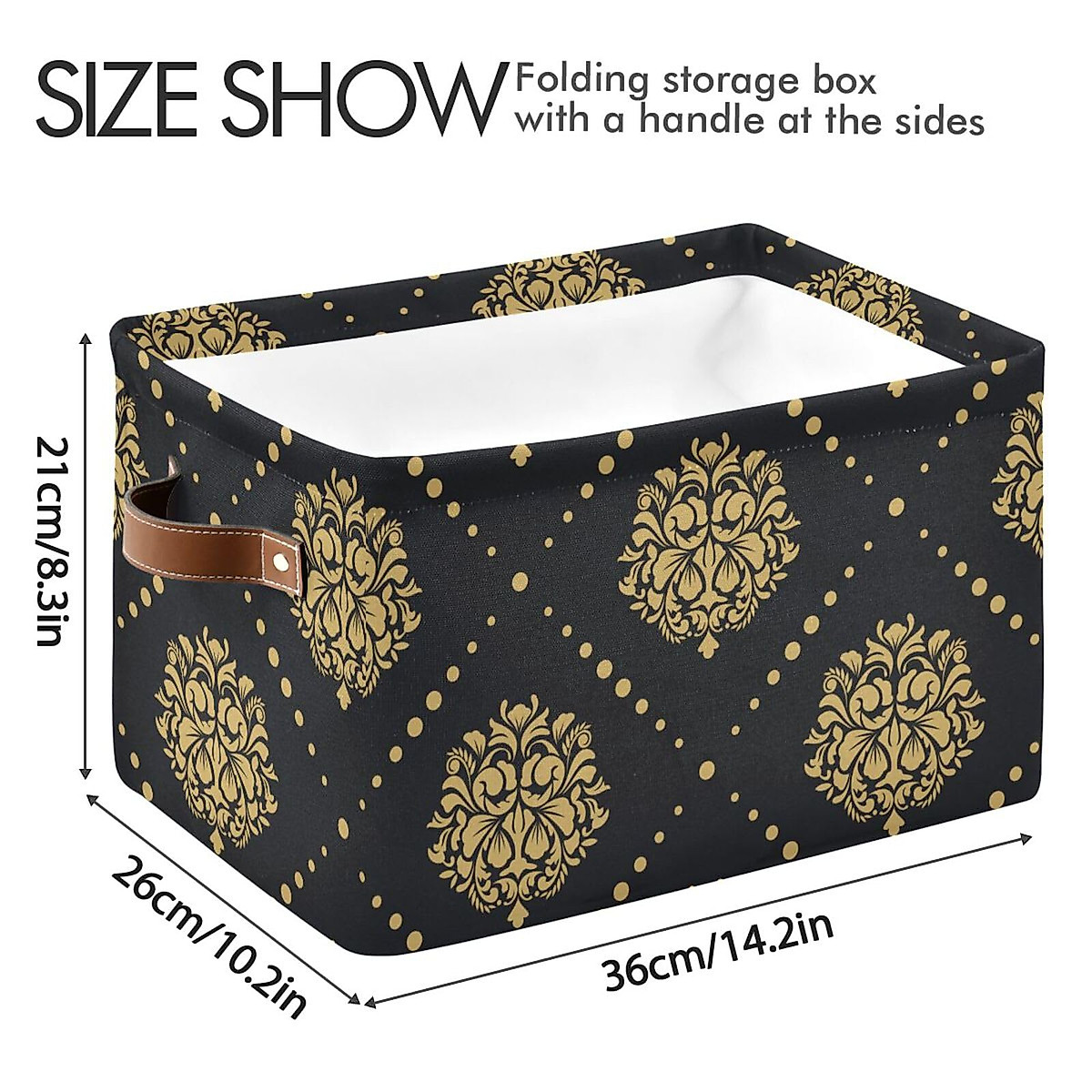 NFMILI Victorian Baroque Storage Basket, Fabric Storage Cubes Bins, Open Home Storage Bins with Handles, Foldable Cubes Closet Organizer Boxes 14.2 x 10.2 x 8.3 in (Large - 2 Pack)