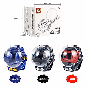 LUBERDUSH Mini Remote Control Watch Alloy Car Toys,2.4 GHz 50m Long Distance Small Racing Car with USB Charging,Cartoon RC Car Gift for 3-12 Years Old Boys and Girls(Blue)