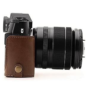 MegaGear MG958 Ever Ready Leather Camera Half Case and Strap Compatible with Fujifilm X-T30 MII, X-T30, X-T20, X-T10 - Dark Brown