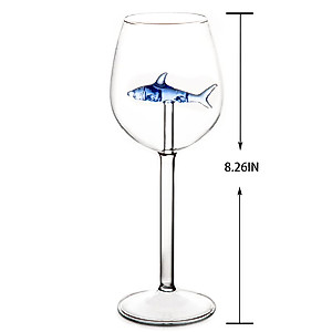 Wine Glasses with Shark Inside, 2 PCS Blue Unique Wine Glasses for Shark Lover Wedding Gifts