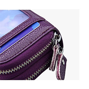 traderplus Women's RFID Blocking Leather Zipper Card Wallet Small Purse Credit Card Case Holder for Mother Day Gift (Purple)