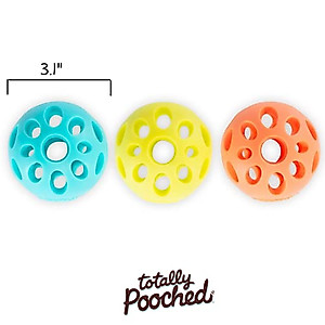 Messy Mutts Totally Pooched Huff'n Puff Ball | 3.1” TPR Puzzle Ball for Dogs | 2-in-1 Durable Interactive Toy and Tooth Cleaner | Orange