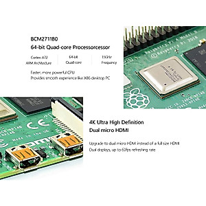 Waveshare Accessory Compatible with Raspberry Pi 4 Model B 2GB RAM with Powerful Processor Faster Networking Support Dual 4K Output and Different Choice of RAM Comes with a Copper Heat Sink