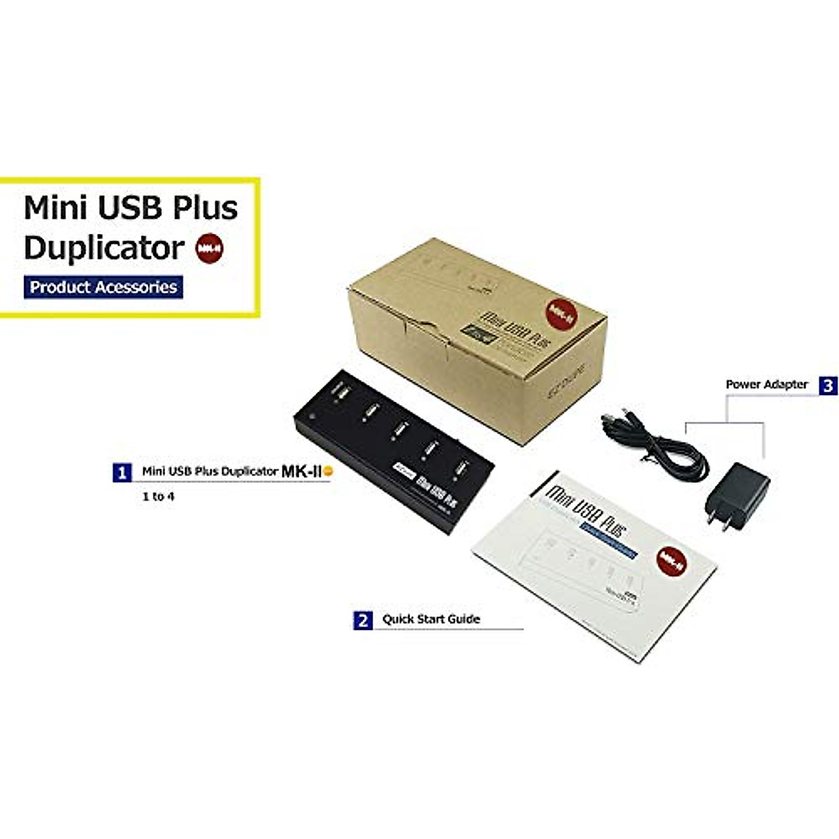 [New Update Version] EZ DUPE 1 to 4 Mini USB Plus MK II Duplicator - Standalone Portable USB Flash Media Thumb Drive Compact Copier (DM-FU0-5V04B-V2)