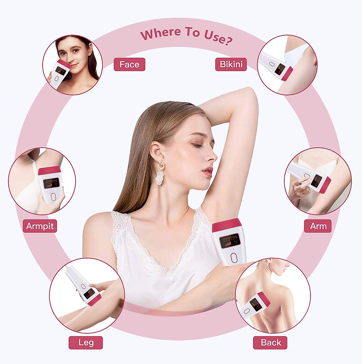 IPL Hair Removal for Women, SUMKUMY Permanent Hair Removal, Upgraded to 999,900 Flashes Painless Facial Hair Removal Device for Whole Body on Armpits Back Legs Arms Face Bikini Line