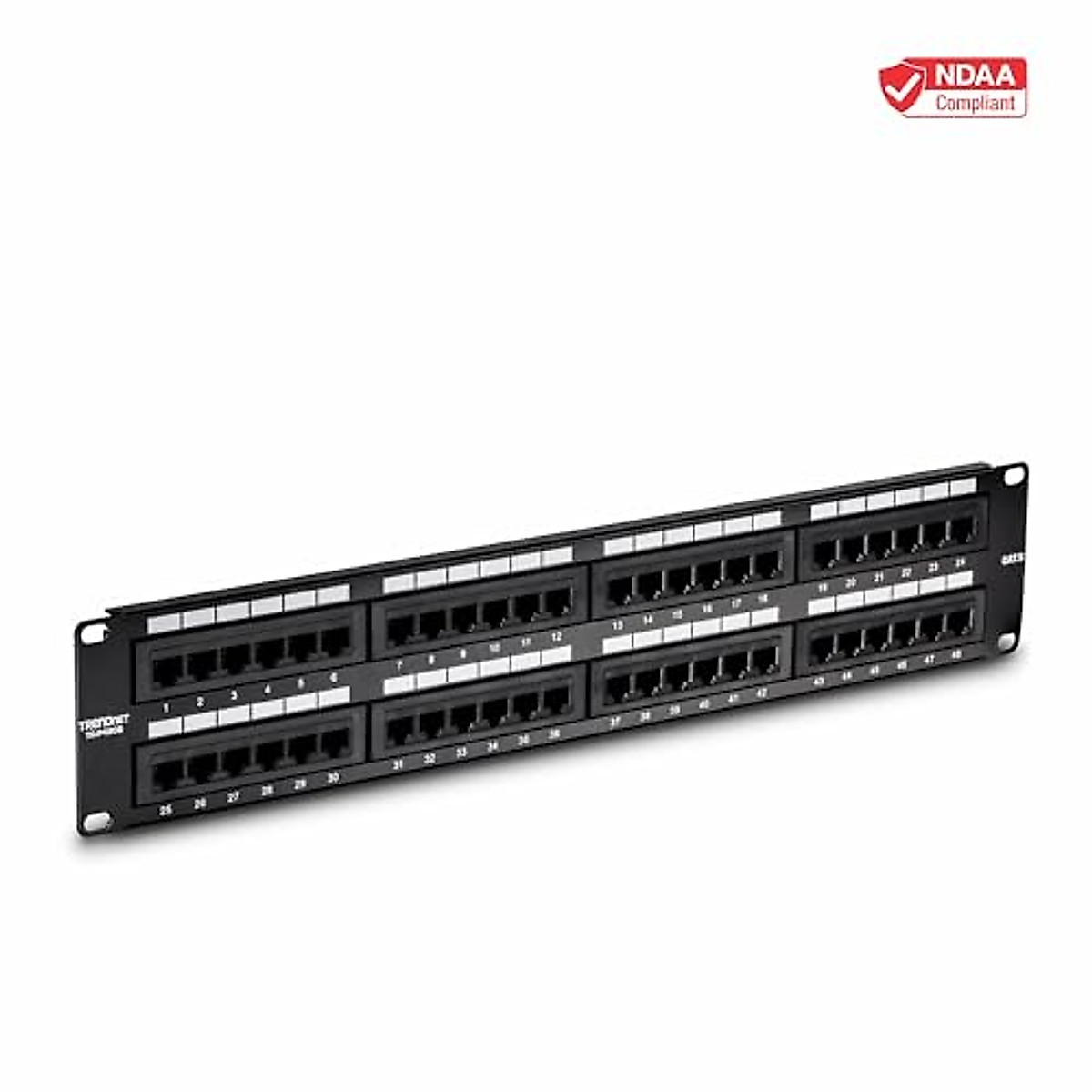 TRENDnet 48-Port Cat6 Unshielded Patch Panel, Wallmount or Rackmount, Compatible with Cat3,4,5,5e,6 Cabling, for Ethernet, Fast Ethernet, Gigabit Applications, Black, TC-P48C6