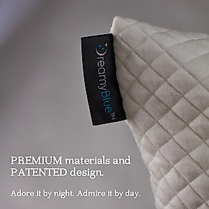 DreamyBlue Premium Pillow for Sleeping - Shredded Memory Foam Fill [Adjustable Loft] Washable Cover from Bamboo Derived Rayon - for Side, Back, Stomach Sleepers - CertiPUR-US Certified
