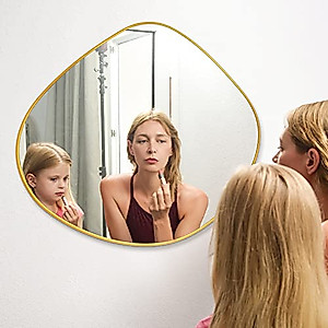 UNZIPE 8 Cube 32 Pairs Shoe Storage Cabinet Bundle with 23x24 inch Gold Asymmetrical Mirror Wall for Entryway Decor