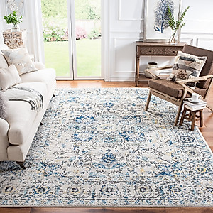 SAFAVIEH Madison Collection Area Rug - 9' x 12', Grey & Ivory, Snowflake Medallion Distressed Design, Non-Shedding & Easy Care, Ideal for High Traffic Areas in Living Room, Bedroom (MAD603F)
