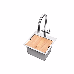 Starstar 15 x 15 inch Drop-in Topmount 304 Stainless Steel Single Bowl Bar/Kitchen/Laundry/Yard/Office Sink (With Grid)