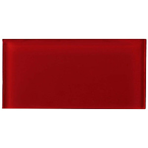 Ruby Red 3x6 Red Glass Wall Tile Mosaic Backsplash for Bathroom, Kitchen, Accent Decor, Fireplace (No Peel and Stick Tile) (Price per Square feet, 8 Pieces)