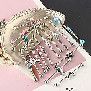 TIANCI FBYJS 14G Stainless Steel Industrial Barbell Earring Cartilage Body Piercing Jewelry 38mm 1&1/2 Inch Industrial Piercing Bar…