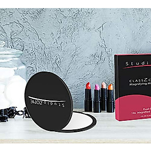 StudioZONE Best Compact Mirror - 10X Magnifying Makeup Mirror - Perfect for Purses - Travel - 2-Sided with 10X Magnifying Mirror and 1x Mirror - ClassZ Compact Mirror - 4 Inch Diameter