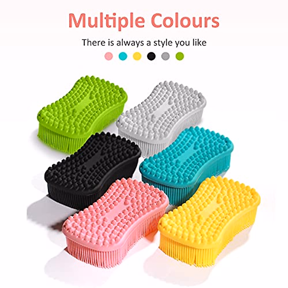 Silicone Body Scrubber, Elfrhino Shower Brush for Gentle Scrub Skin Exfoliation, Lathers Well, More Hygienic, Gentle Massage with Silicone Loofah for Use in Shower to Improve Cellulite Pink