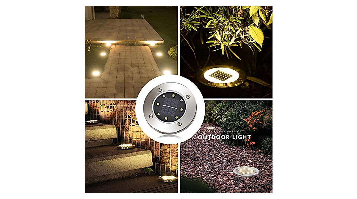 Solar Disk Lights Outdoor - Waterproof LED In-Ground Garden