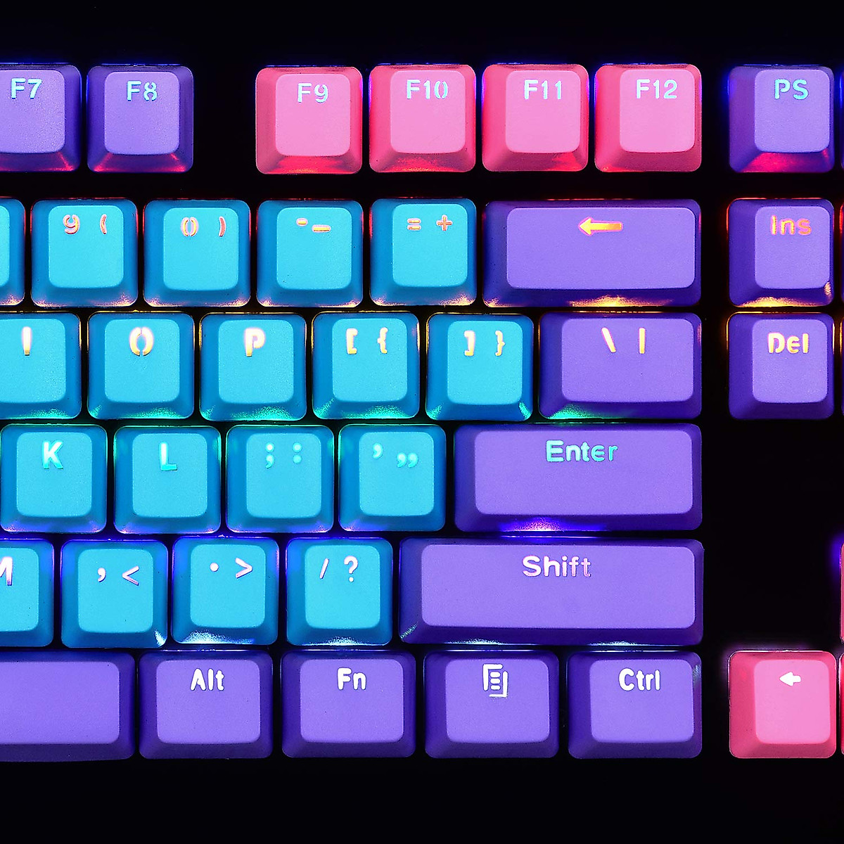 Bossi 104 Keycaps Set | Backlit Keycaps for Cherry MX Gaming Keyboard with Key Puller（Purple + Blue + Pink）(Keycap Only, Keyboard NOT Included)