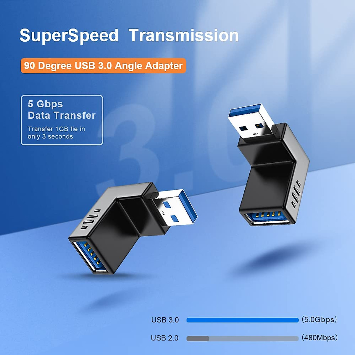 Oxsubor USB 3.0 Adapter 90 Degree Male to Female Combo Vertical Up and Down Angle Coupler Connector