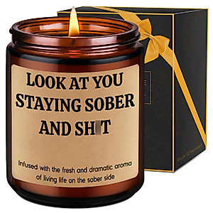 LEADO Scented Candle, Sober Gifts, Sobriety Gifts for Women, Men - Stay Sober, 1 Year Sober Gifts, 2 Year Sobriety Gift - Funny Proud of You, Sobriety Anniversary, Christmas Gifts for Her, Him