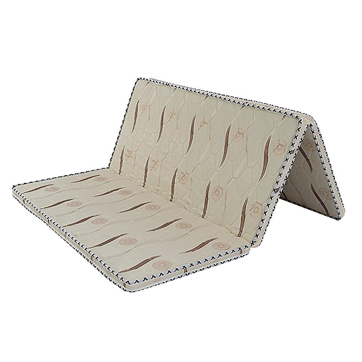 MSSHUANG Tri-fold Coir Mattress 8cm Single Mattress Tatami Mattress has Good air Permeability and is Easy to Store and Move,Ribbon Style,1.35x1.9m