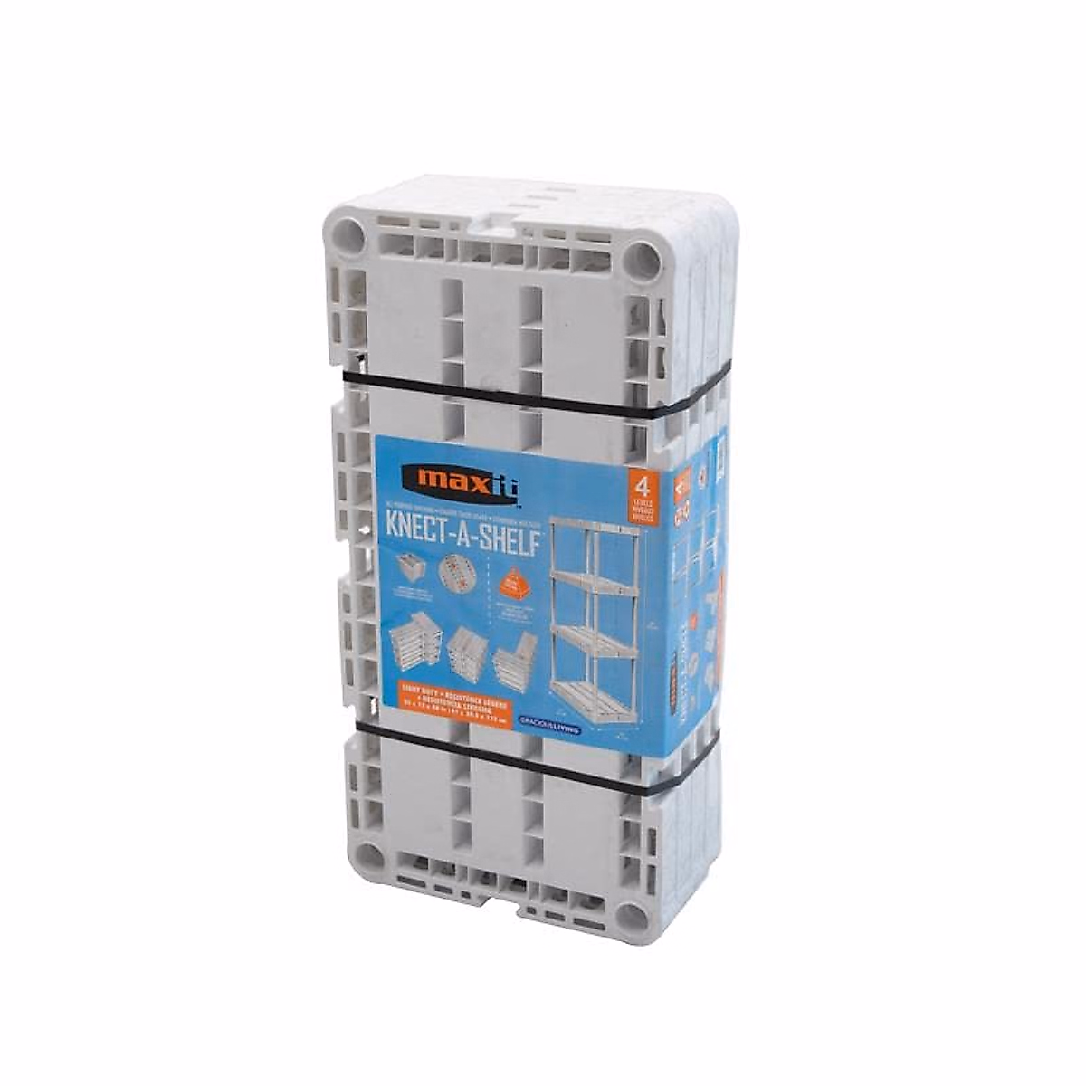 Gracious Living 4 Shelf Knect-A-Shelf Ventilated Light Duty Storage Unit 24 x 12 x 48 Organizer System for Home, Garage, Basement, and Laundry, White