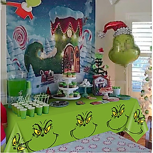 aolime 3 PCS Christmas Tablecloth Merry Christmas Tablecloth Green Tablecover for Christmas Party Christmas Table Decorations Christmas Party Decor Home Decor