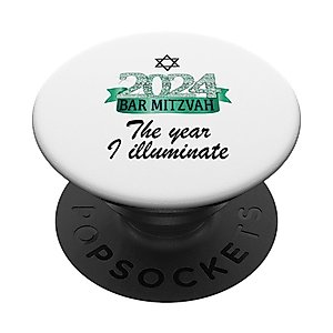 2024 Bar Mitzvah Quote Festive White Turquoise Decor PopSockets Standard PopGrip