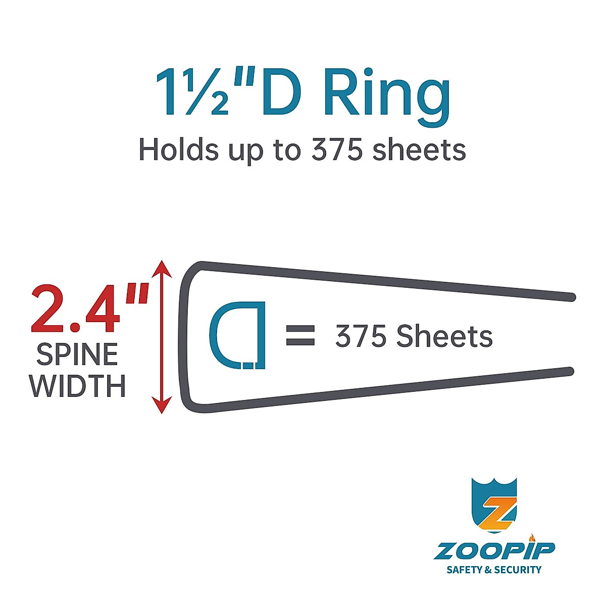 ZOOPIP Fireproof 3 Ring Binder with Zipper, 1.5 Inch D Rings Hold up 375 Sheets of 8.5" x 11" (A4), Compatible with Clear Page Protectors, Built-in Net and Pen Holder(Pink, 1 Pcs)