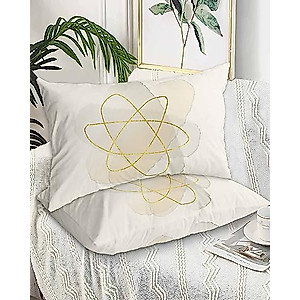Edwiinsa Yellow Flower Pillow Covers King Standard Set of 2 20x36 Bed Pillow, Modern Abstract Art Yellow Lines Plush Soft Comfort for Hair/Skin Cooling Pillowcases with Envelop Closure