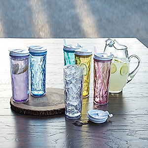 Cupture Crystal Click & Seal Shake Tumbler Cup for Hot or Cold Drinks - 22 oz (Pink Rose)