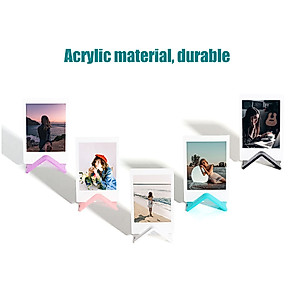 Photo Holder, High Durability Acrylic Photo Holder Decorative Reusable V Shape Stable for Dorm (Purple)