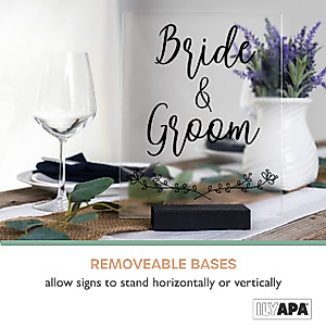 Ilyapa Acrylic Sign Holders with Wood Stands, 4 Pack - 8x10 Inch Blank Table Numbers Set for Wedding, Eye Catching Table Numbers for Wedding Reception