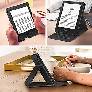 Fintie Flip Case for 6.8" Kindle Paperwhite (11th Generation-2021) and Kindle Paperwhite Signature Edition - Slim Fit Vertical Multi-Viewing Stand Cover with Auto Sleep/Wake, Black