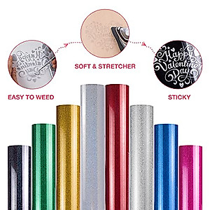 HTVRONT Silver Glitter HTV Vinyl Roll-12 x 15FT Silver Glitter Heat Transfer Vinyl for Shirts, Glitter Iron on Vinyl for All Cutter Machine，Easy to Cut for Heat Vinyl Design