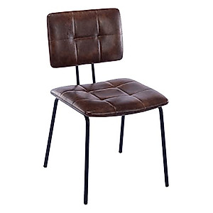 Duhome PU Leather Dining Chairs Set of 2, Breathable Faux Leather Upholstered Kitchen Chairs with Backrest, Metal Dining Chair Suitable for Dining Room Kitchen Counter Island Bar, Darkbrown