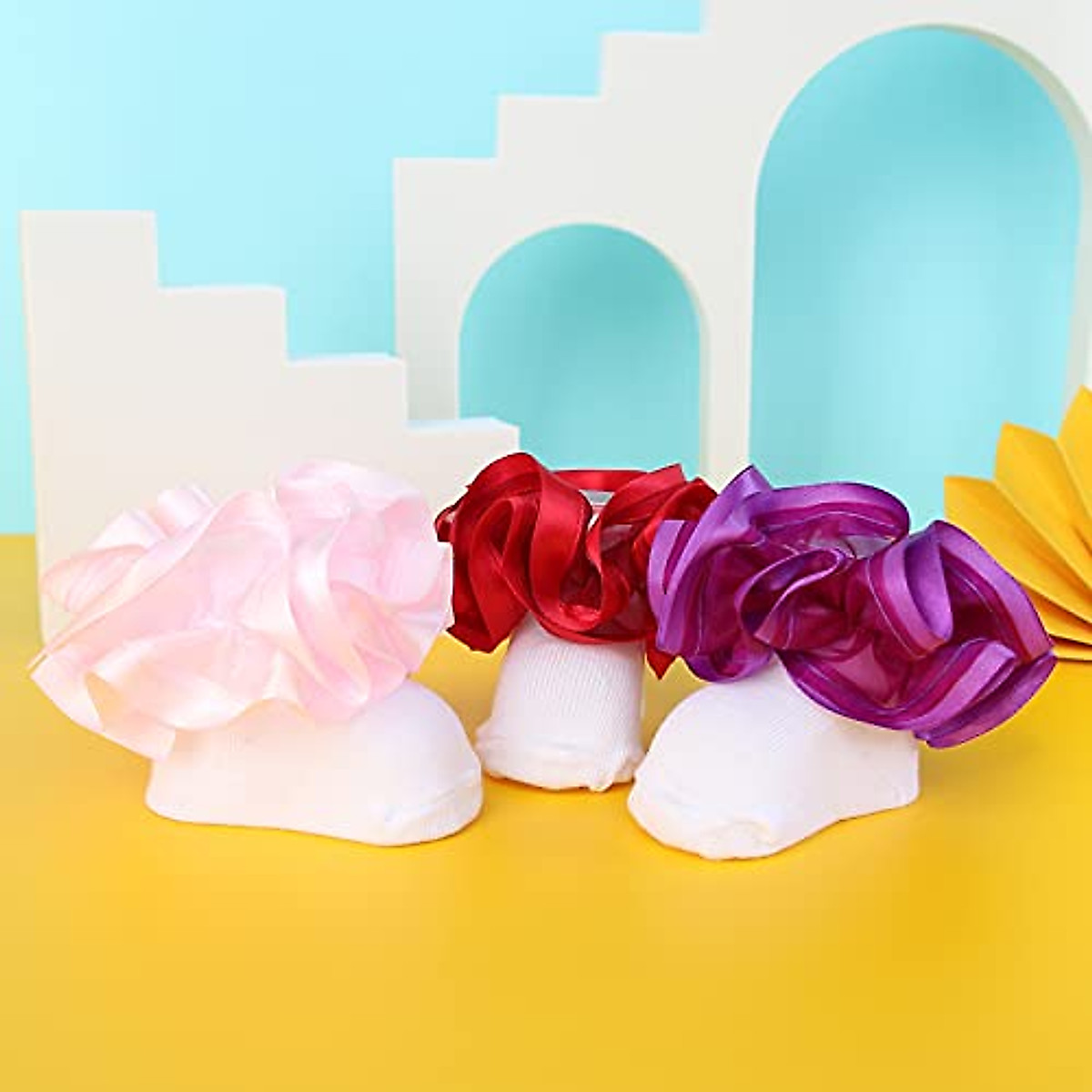 TONGXiNHUA and three Chinese characters 8 Pairs Ruffle Socks, Princess Lace Ruffles Socks Baby Frilly Socks Little Girl Big Ruffle Socks for Newborn/Infant/Toddler (XXS)