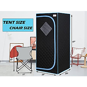 SALUSHEAT Full Size Infrared Sauna, One Person Home Sauna Spa Portable Sauna Tent with Remote Heating Foot Pad, Upgraded Chair, Black(29.1"*29.1"*66.5")