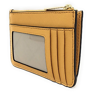 Michael Kors Jet Set Travel Small Top Zip Coin Pouch with ID Holder in Saffiano Leather (Marigold)