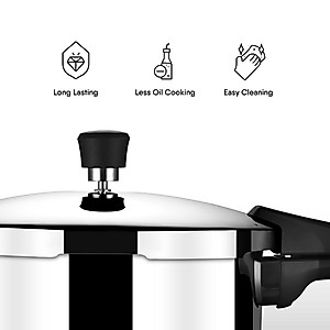 Stahl Xpress Cooker Triply Pressure Cooker Baby, Induction Cooker, Outer Lid Pressure Cooker 1.5 L, Induction & Gas Stove Compatible, 5 Years Warranty, Silver