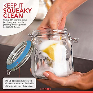 EATNEAT 5-Piece Airtight Glass Kitchen Canisters with Glass Lids - Set of 5 Mason Jars for Food Storage, Organization, and Canning - Food Storage Containers that Hold 68, 51, 34, 27, and 17 Ounces