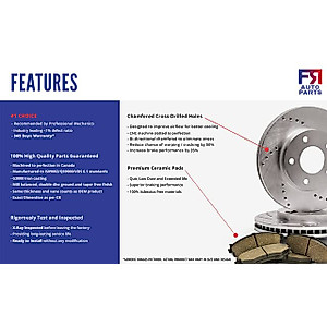 (Rear Brake Kit)(High-End Series)(2 Cross-Drilled Disc Brake Rotors + 4 Ceramic Brake Pads)