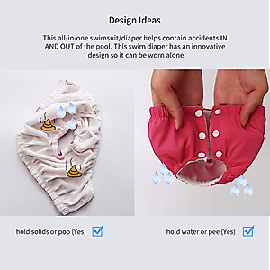 IIjnUhb Swim Diapers Baby Reusable 1Pack 2 Pack,Washable Pants for 0-3 Years Boys Girls Swimming Lesson Shower Gifts (RoseOrange-12-18 Months)