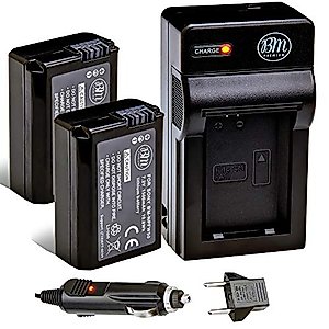 BM Premium 2 NP-FW50 Batteries and Charger for Sony ZV-E10, A6100, A6400, DSC-RX10 IV, DSC-RX10 III, DSCRX10 II, DSC-RX10, Alpha 7, Alpha 7R, a7, a7R, A7s, A7s II, a3000, a5000, a6000, a6300, a6500