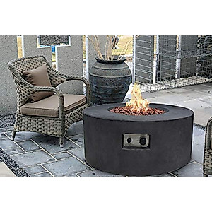 Modeno Venice Concrete Propane Fire Table, Outdoor Fire Pit Table/Patio Furniture, 50,000 BTU Auto-Ignition, Stainless Steel Burner, Lava Rock & Water Resistant Soft Cover Included