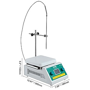 VEVOR Magnetic Stirrer Hot Plate, 500W Heating Power 2000ml Lab Stirrer 572°F/300°C 200-2000 RPM Digital Magnetic Stirrer with 7" Ceramic Coated Heating Plate Magnetic Mixing