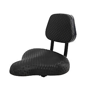 Ethedeal Comfort Black Bike Saddle Bicycle Cycling Seat Cushion Pad Comfortable with Back Backrest (Black)