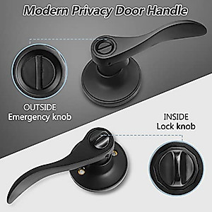 MONKEMON 4 Pack Black Door Handle Wave Style Privacy Door Lever for Bedroom & Bathroom, Interior Door Handle with Lock Keyless, Reversible Handles Set for Left & Right Door