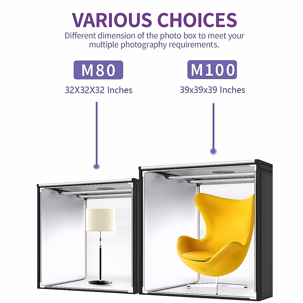 Photo Box, SAMTIAN Photo Light Box 32x32x32 Inches 126 LED Light Photo Studio Shooting Tent Tabletop Photography Lighting Kit with 4 Background Paper (Black,White, Red and Orange) for Photography