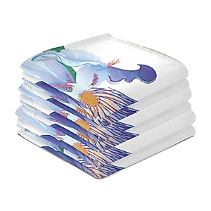 Kigai Kitchen Dish Towels Purple Iris Flower Soft Tea Towel Set of 4 Absorbent Dishcloths Hand Towels for Dish Clean Cloth 28" x 18"